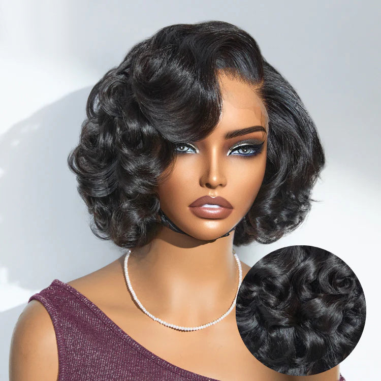 Side Part Roman Curls Bob Wigs Human Hair Glueless Lace Wig Lady Wig-0 ...