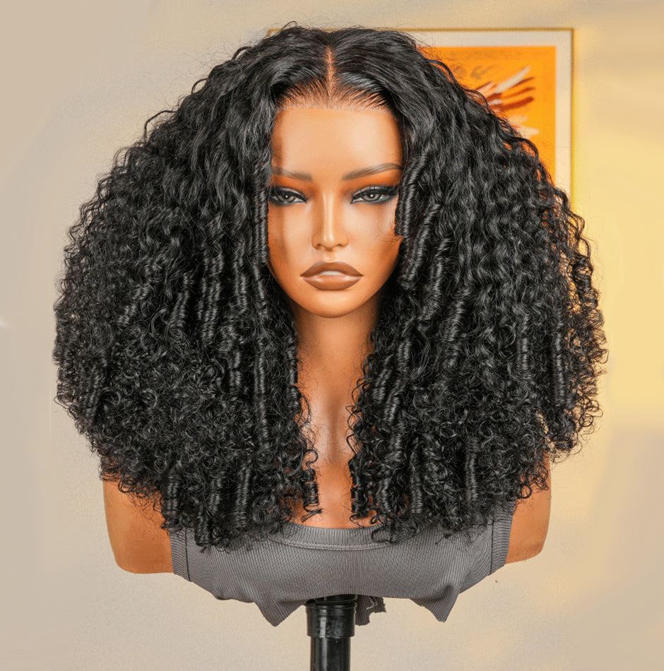 Top 15A Big Retro Curly Wigs Double Drawn Weft Made 250% Density Gluel ...